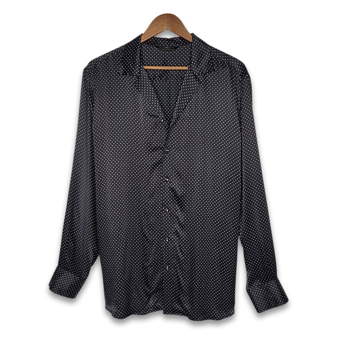 Men's Black Dotted Silk Shirt | 1000 Kingdoms